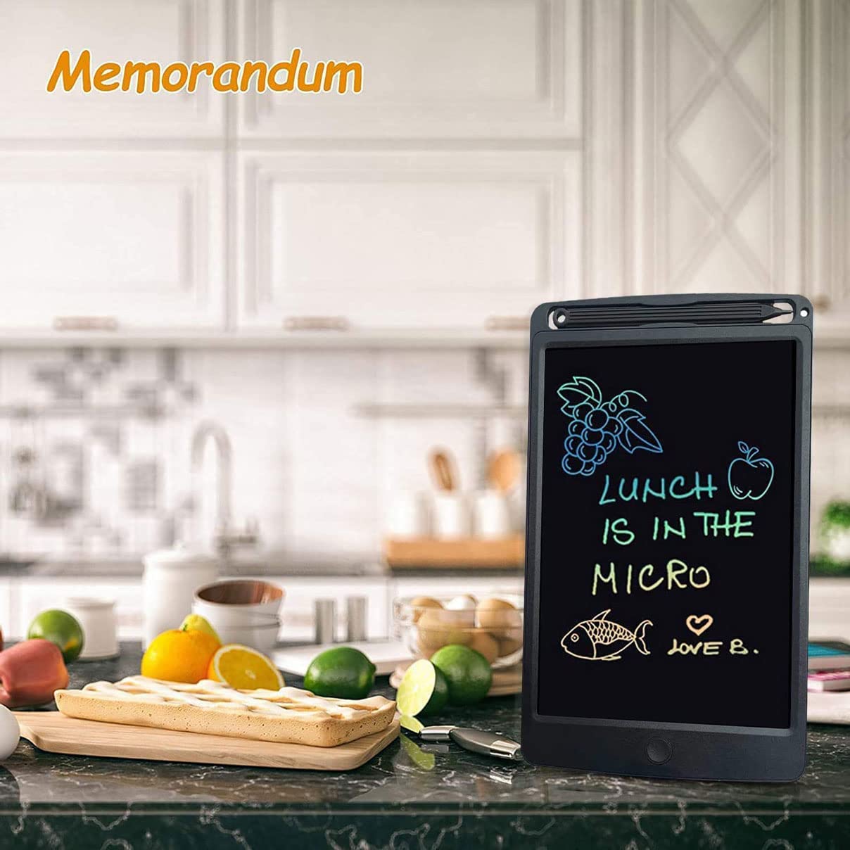 ScriMemo LCD Writing Tablet,10-Inch Drawing Tablets Kids Doodle Board Colorful Sketch Pad Reusable Magnetic Drawing Board Gifts for Kids and Adults at Home, School and Office (Black)
