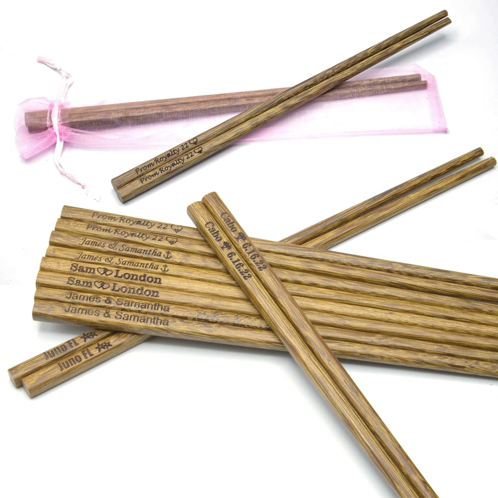 Personalized Reusable Chopsticks Wooden Chop Sticks for Beginners Custom Engraved Chopsticks Chinese Christmas Gifts Housewarming Gifts Unique House Warming Gifts for New Home (60PC)
