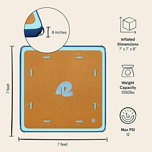 Retrospec Weekender Dock Inflatable Platform for Beach, River, Lake & Pool - Recreational Floating Island Raft with Non-Slip Surface - Dual-Action Pump & Carrying Bag - 10 Ft x 10 Ft