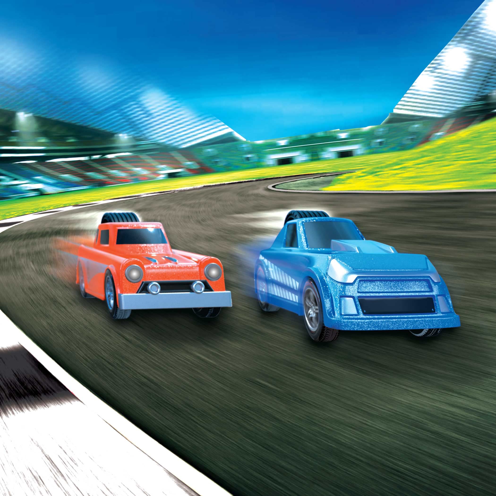 Spin 'n Rip Racers | Double Loop Drag Racing Set | Fun Head to Head Racing Track with Dual Loop Track and Falling Flag end gate That Signals The Winner | Double Loop Race Track