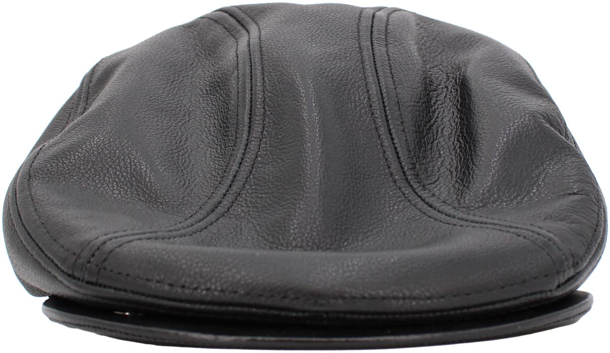 Leather-Ascot BLK L Gatsby Ivy Collection Classic Newsboy Cabbie Applejack Leather Hats Caps