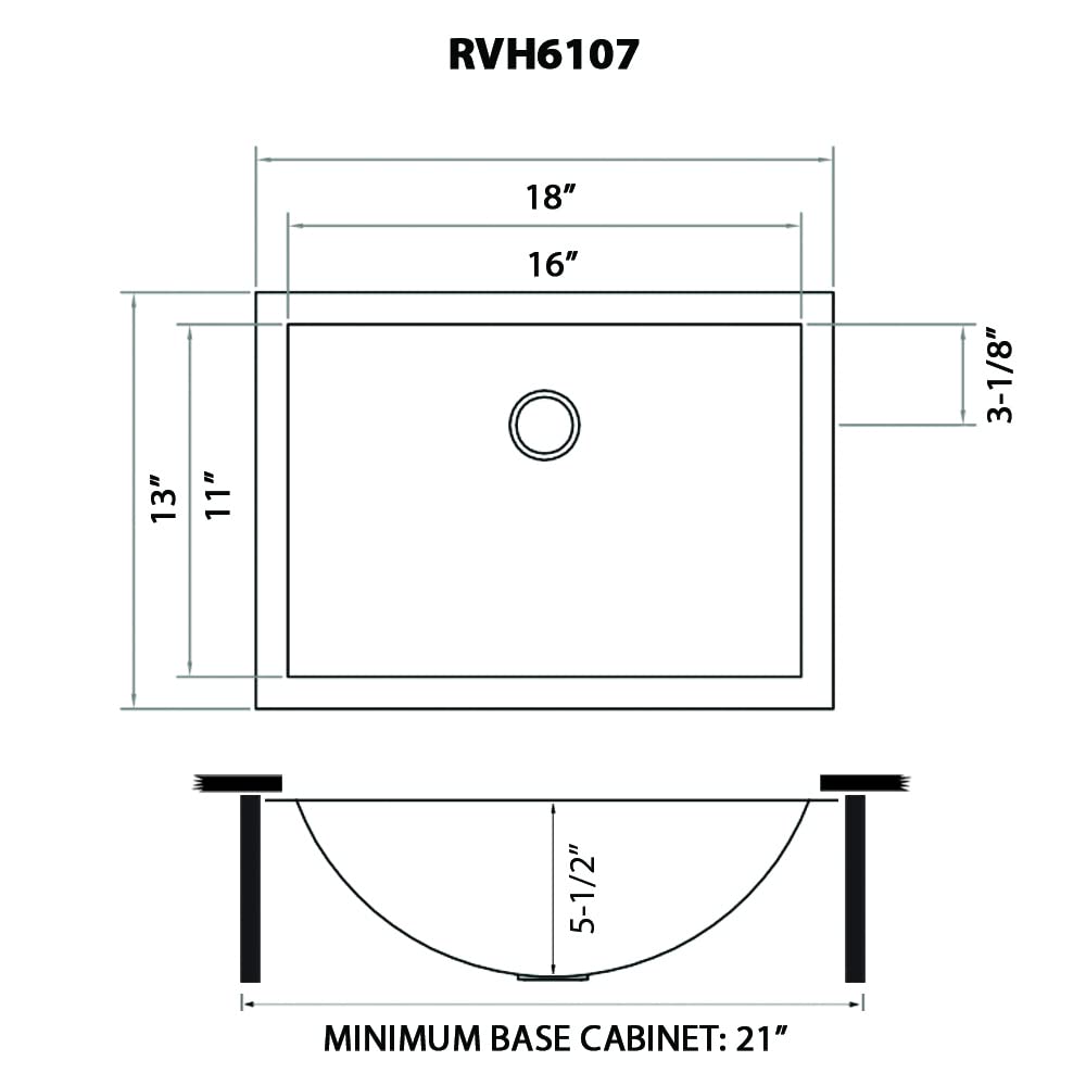 Ruvati 16 x 11 inch Gunmetal Black Undermount Bathroom Sink Stainless Steel - RVH6107BL