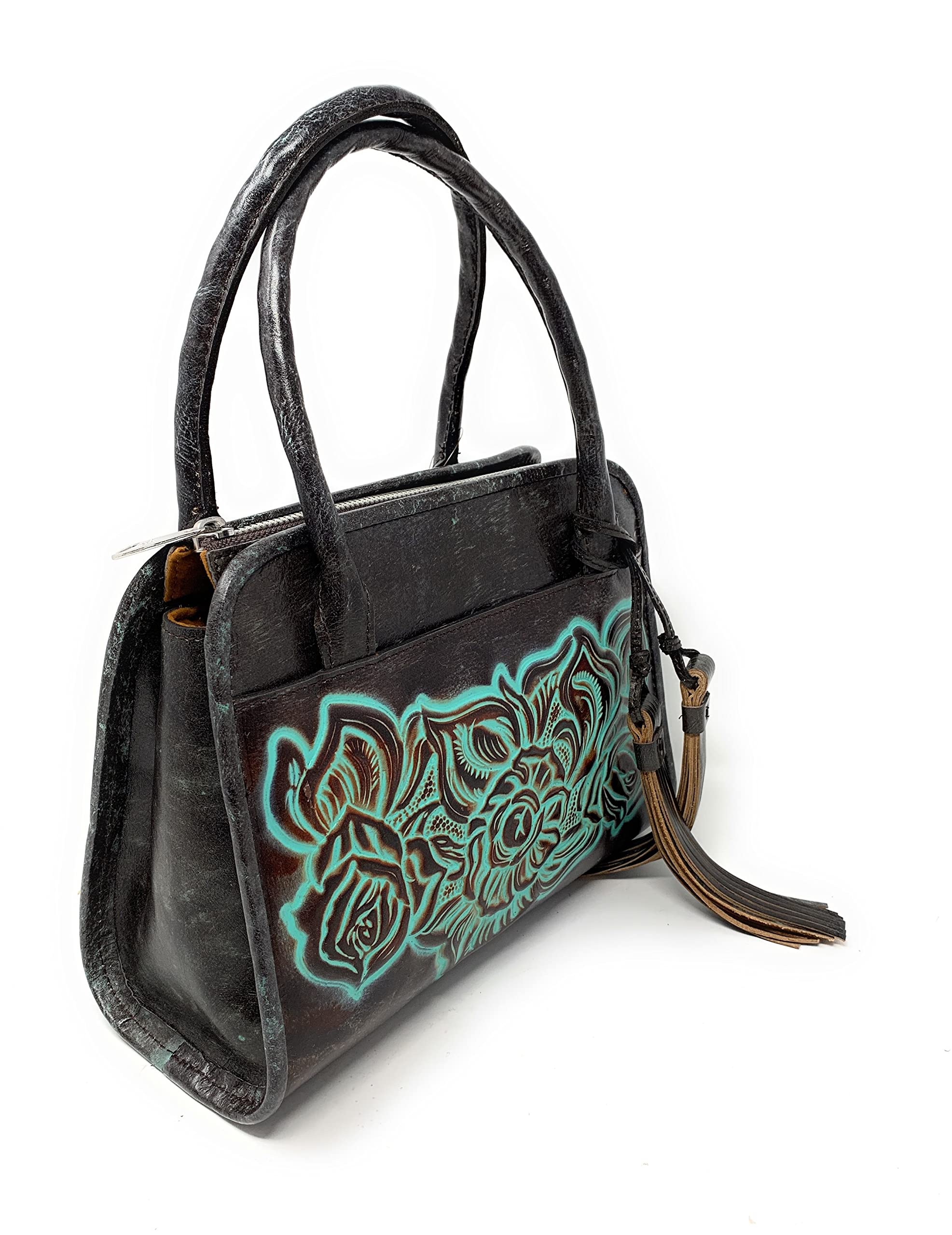 Patricia Nash Tooled Leather Paris Satchel, Small, Turquoise