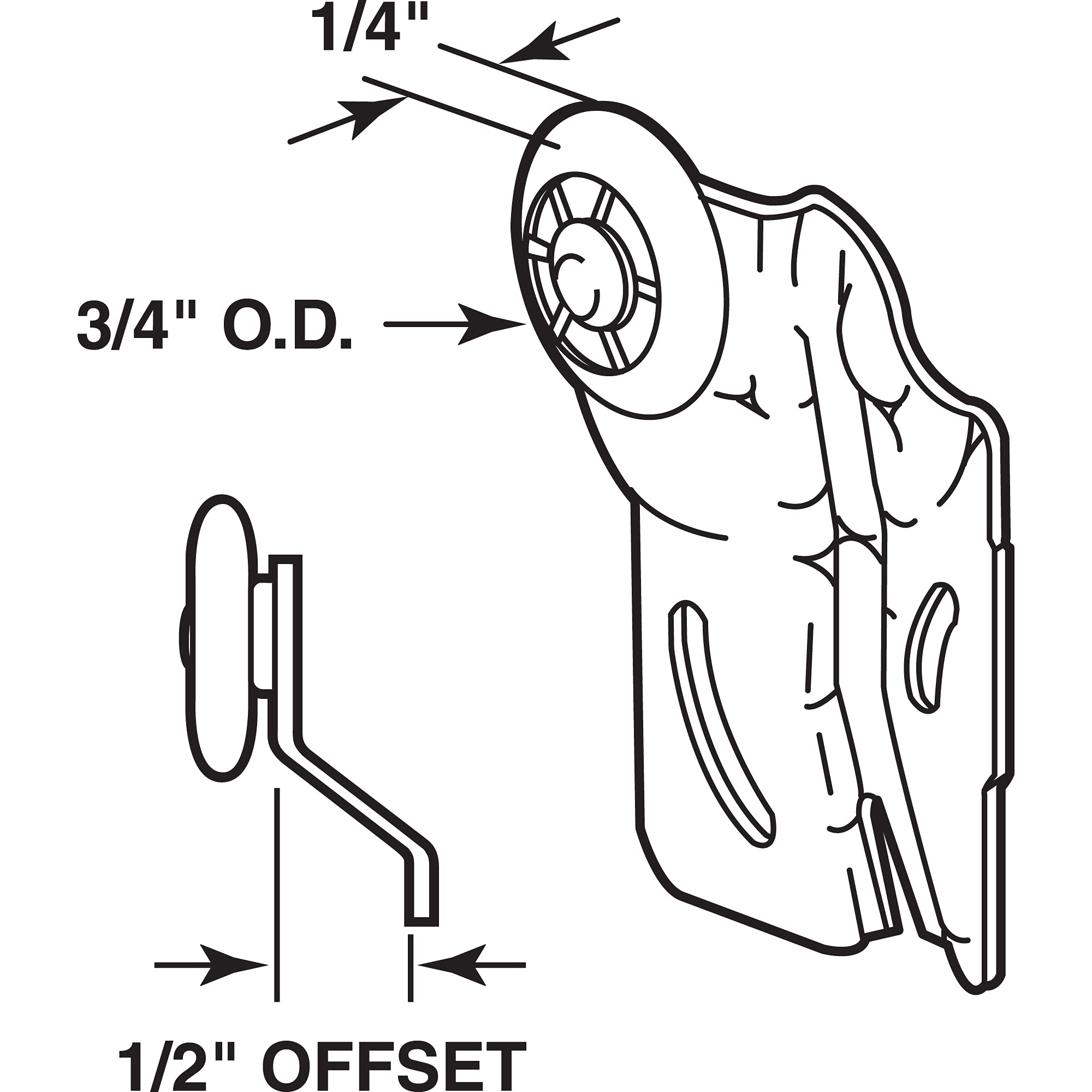 Prime-Line MP6509 Closet Door Roller with 1/2 In. Offset and 3/4 In. Nylon Wheel (2 Pack)