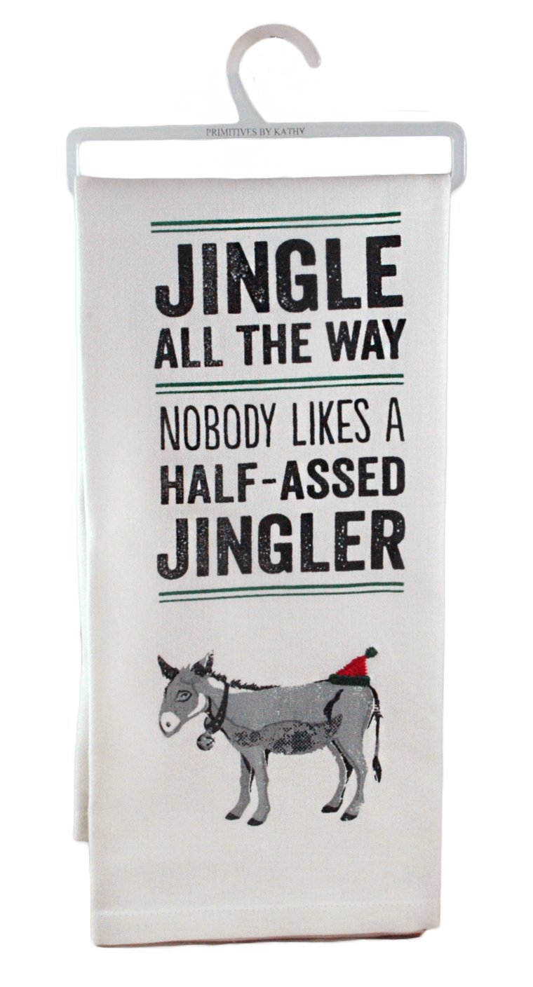 Primitives by Kathy Christmas Stitch Art Dish Towel, 18" x 26", Jingle All The Way