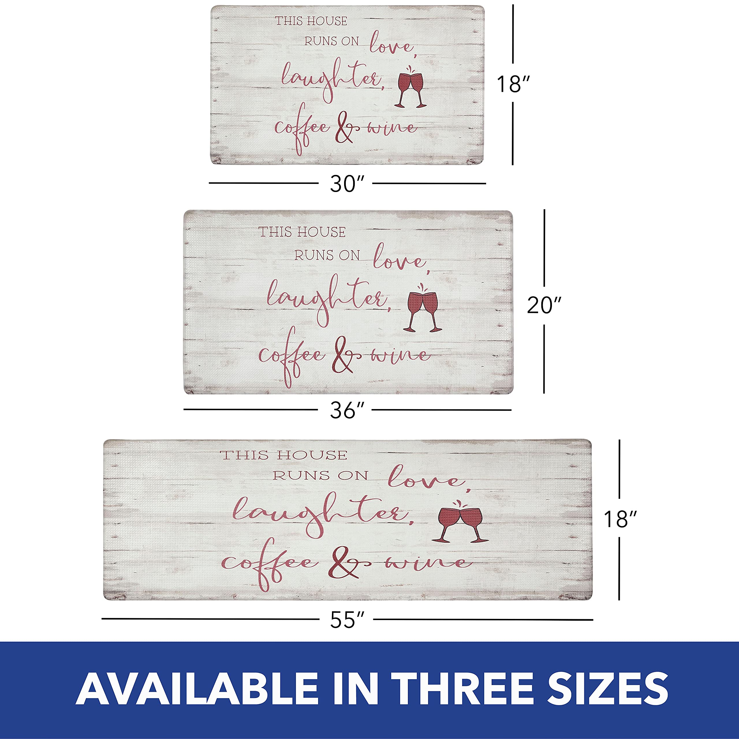 SoHome Cozy Living Anti-Fatigue Kitchen Mat for Floor, Cushioned Kitchen Runner Rug, Non Slip, Easy Wipe Clean, 1/2 Inch Thick Kitchen Mats, 20" x 36" Red Wine