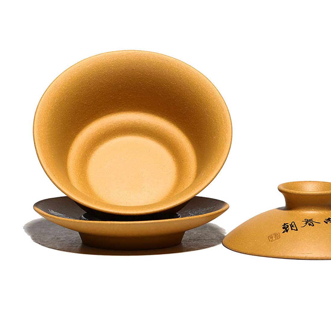 MULHUE Hand-painted yixing tea cup,Chinese Traditional Teaware Zisha Porcelain Gaiwan Kungfu Tea bowl with Lid and Saucer-135ml/4.6oz