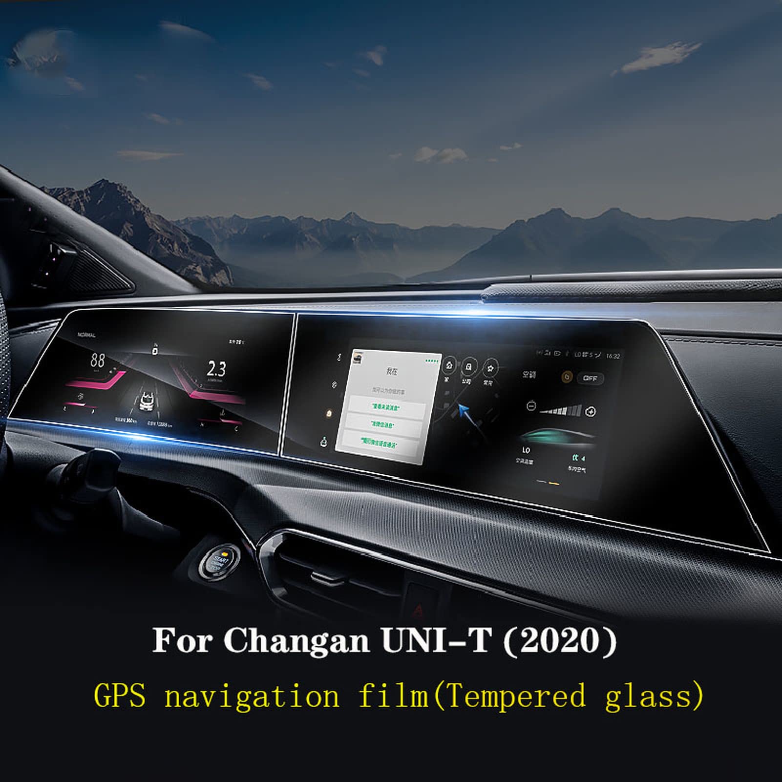 REWIO Car GPS Navigation Film LCD Screen Tempered Glass Protective Film Anti-Scratch Film Interior Accessories, for Changan UNI-T 2020