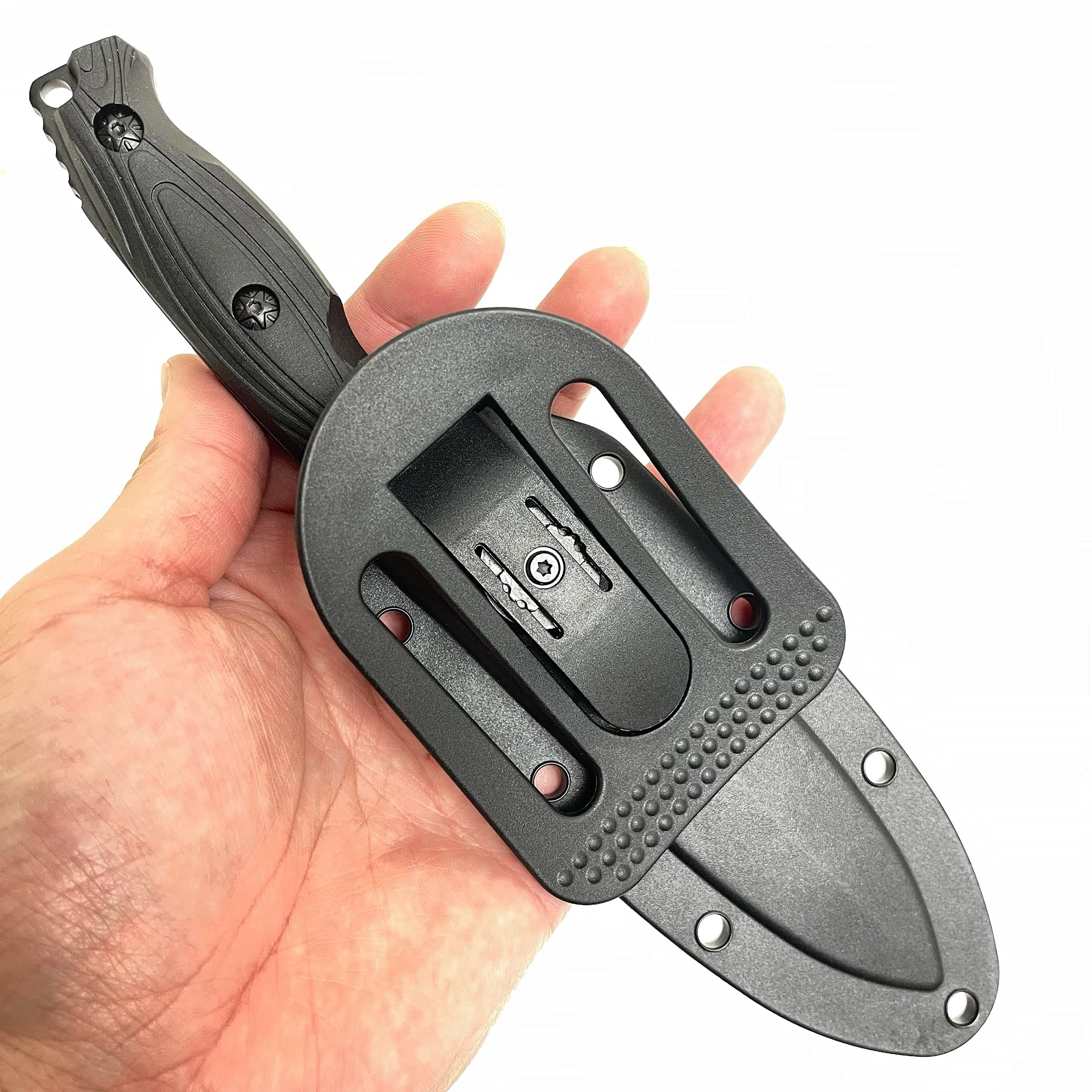 S-TEC 9" Full Tang Fixed Blade Knife with ABS Swivel Sheath - GEN 3 - I Hunting I Camping I Diving I Stainless Steel Blade I ABS Handle I Outdoor Activities I (Matte Black)
