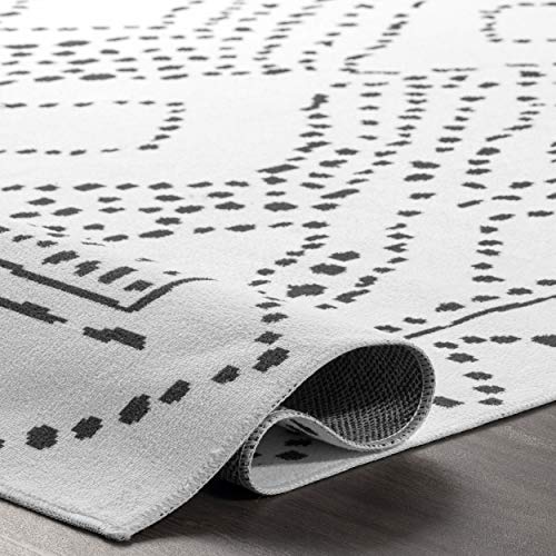 nuLOOM Mila Machine Washable Diamond Trellis Ultra Thin Area Rug, 5' x 8', Ivory
