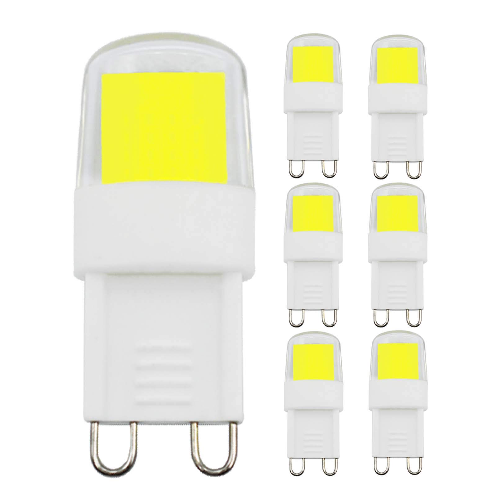 MJIUZHOU G9 LED Light Bulbs 3W (30w 25w 20W Halogen Equivalent) Daylight White 6000k 300 Lumen CRI 83, JCD/G9 Bi-Pin Base COB Bulb for Home Lighting (Pack of 6)