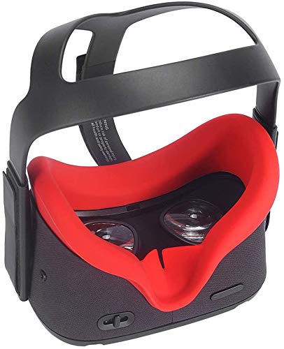 MASiKEN 2Pcs Face Cover Mask & Silicone Face Pad Replacement for Oculus Quest, Sweatproof Lightproof Washable Face Cushion
