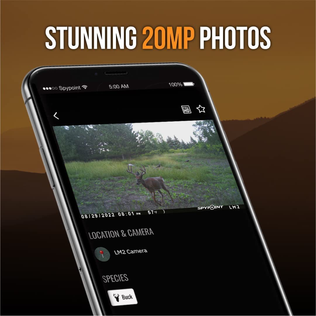SPYPOINT LM2 Twin Pack Cellular Trail Camera - 20MP Photos, Infrared Game Night Vision Photos, 90' Flash Trail Camera & Detection Range + SD Cards (LM2-Nationwide)