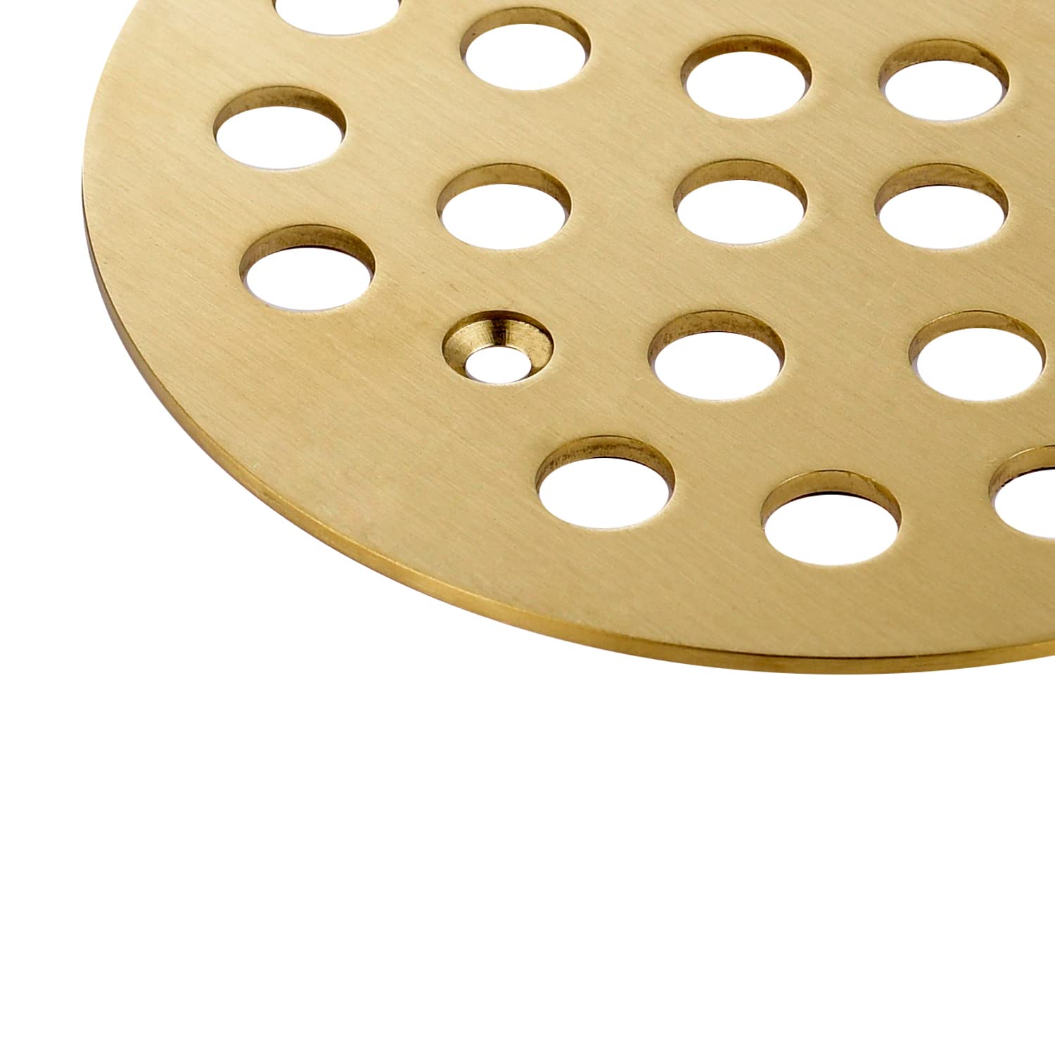SISEHO Brushed Gold Shower Drain Cover 4 1/4 Inch Round Screw in,Replacement Cover Grill Filter,SUS304 Stainless Steel Brass Surface
