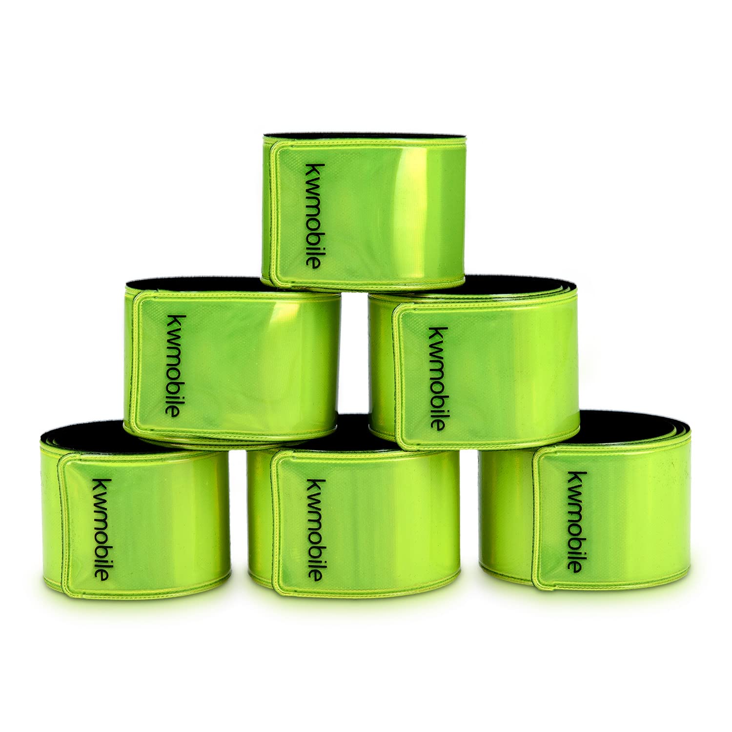 kwmobile 6X Reflective Tape - Reflective Band Snap Bracelet Set - Reflector Band for Arm Leg - Party Accessory - Decorative outerwear