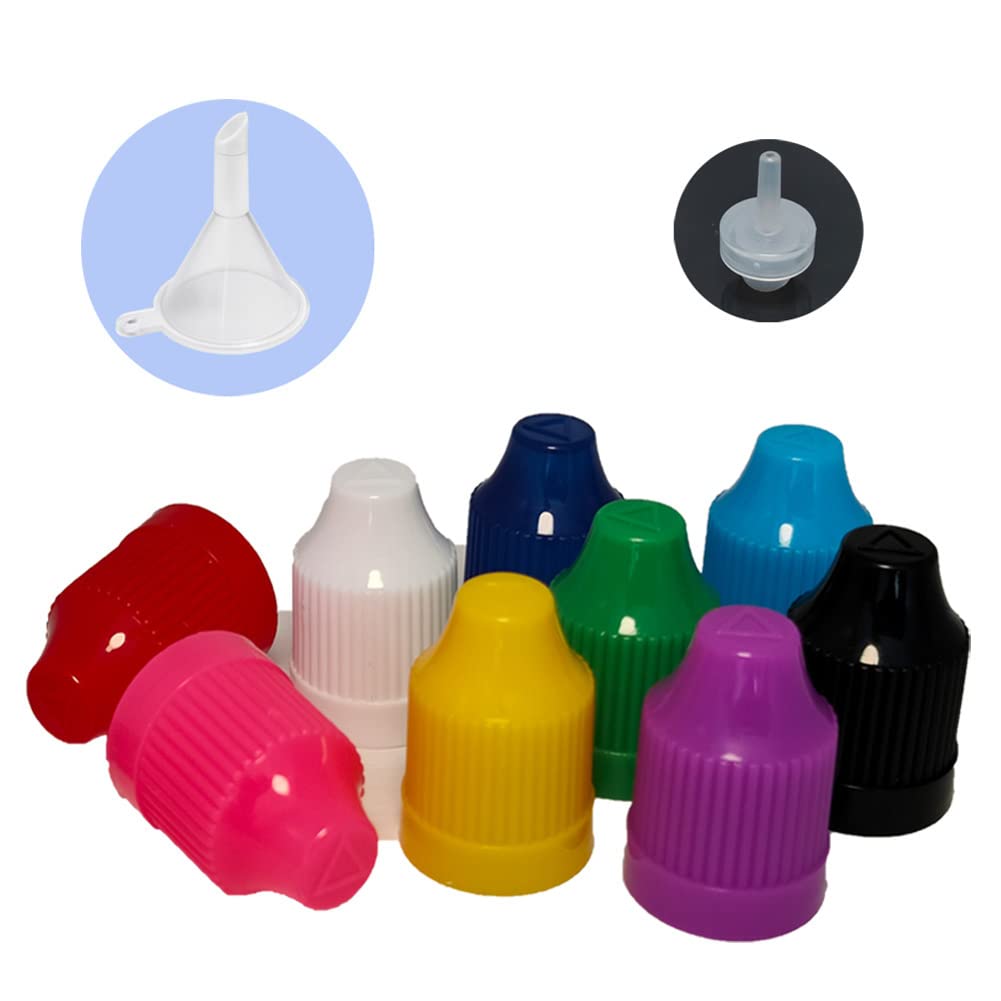 SmaUnicorn 50pcs LDPE Empty Squeezable Liquid Dropper Bottles, 10ml (0.3oz) Plastic Dropper Bottle with Mixed CRC Caps Free Funnels Blank Labels