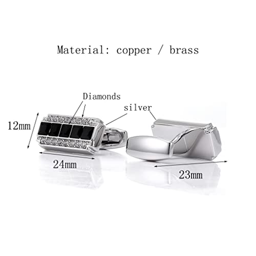 Rectangular Shirt Business Cufflinks Black and White Two Tone Diamonds Women's Cuff Studs Men (Color : A, Size : One Size) (A One Size)