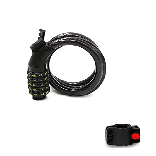 N / B Bike Lock Cable, 4 Feet High Security Combination Coiling Cable Lock, with 5 Digit Resettable Number and Mounting Bracket, for Bicycle Outdoors