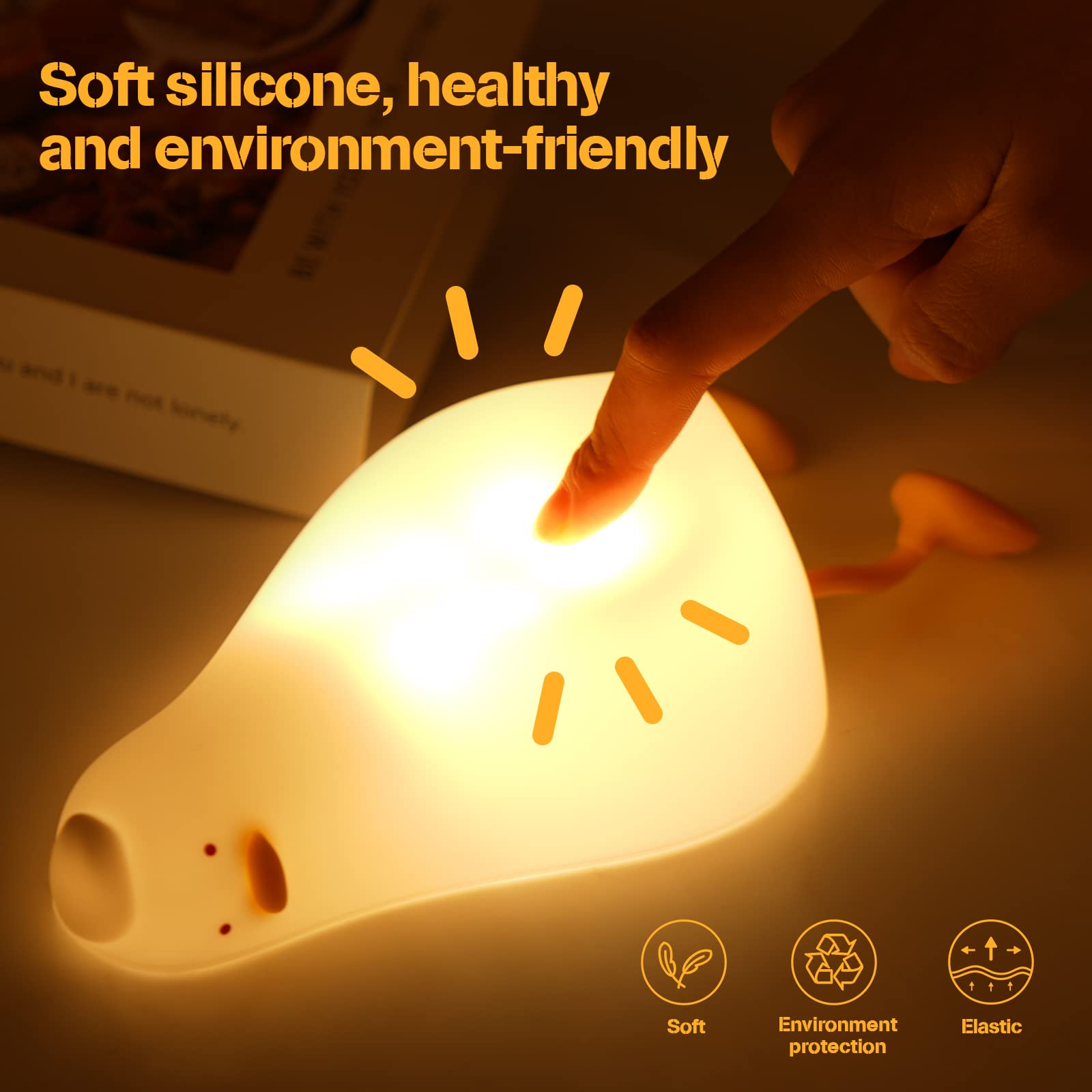 WTORSLD Lying Flat Duck Night Light,Animal Night Light,Adorable Rechargeable Duck Night Light for Kids - Adjustable Brightness, Timer, and Touch Control Breastfeeding Bedside Touch Night Light。