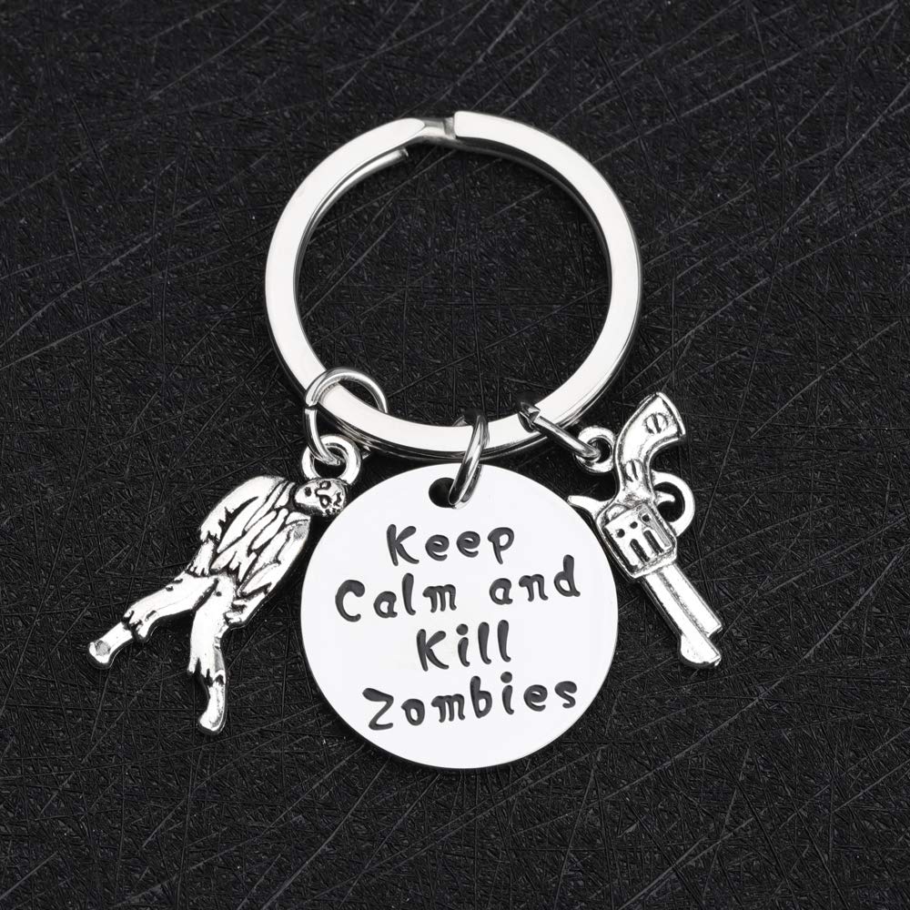 KUIYAI Keep Calm and Kill Zombies Keychain Inspired of Movie Fan Gift (Keychain)