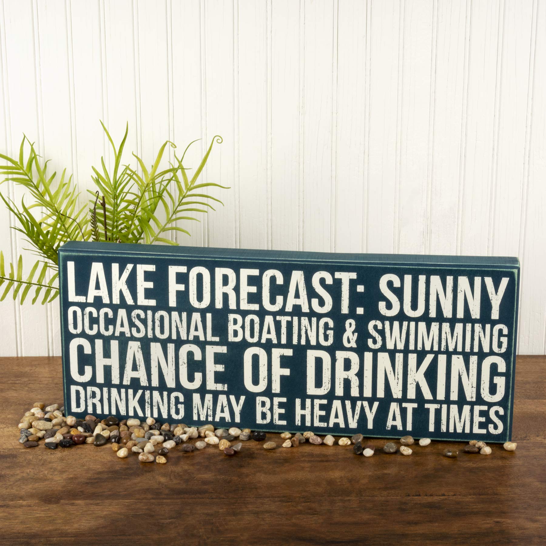 Primitives By Kathy Distressed Teal Box Sign, 20 x 8-Inches, Lake Forecast