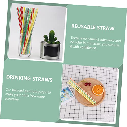 SOLUSTRE 20pcs Color Striped Straws Reusable Straws Wedding Straws Paper Cocktail Drinking Straws Party Paper Cocktail Straws Paper Straws Coffee Straw Disposable Set Pp Baby