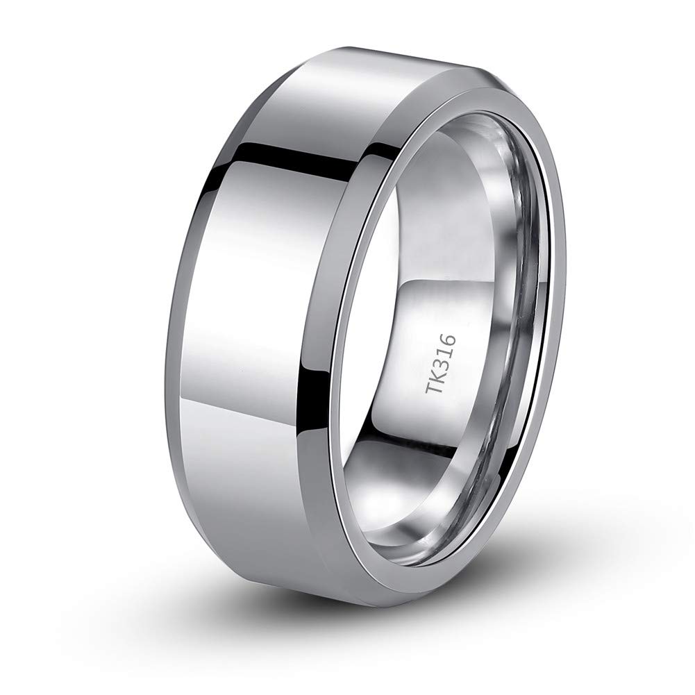 MABELLA His Hers 3 Pcs Stainless Steel Matching Band Women Heart Cut Sterling Silver Wedding Engagement Ring Set Women's Size 6 Men's Size 11