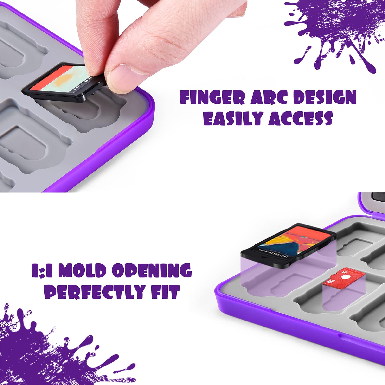 Switch Game Case Compatible with Switch Games & Micro SD Cards, FUNLAB Switch Game Holder Cartridge Case with 24 Game Card Storage - Purple