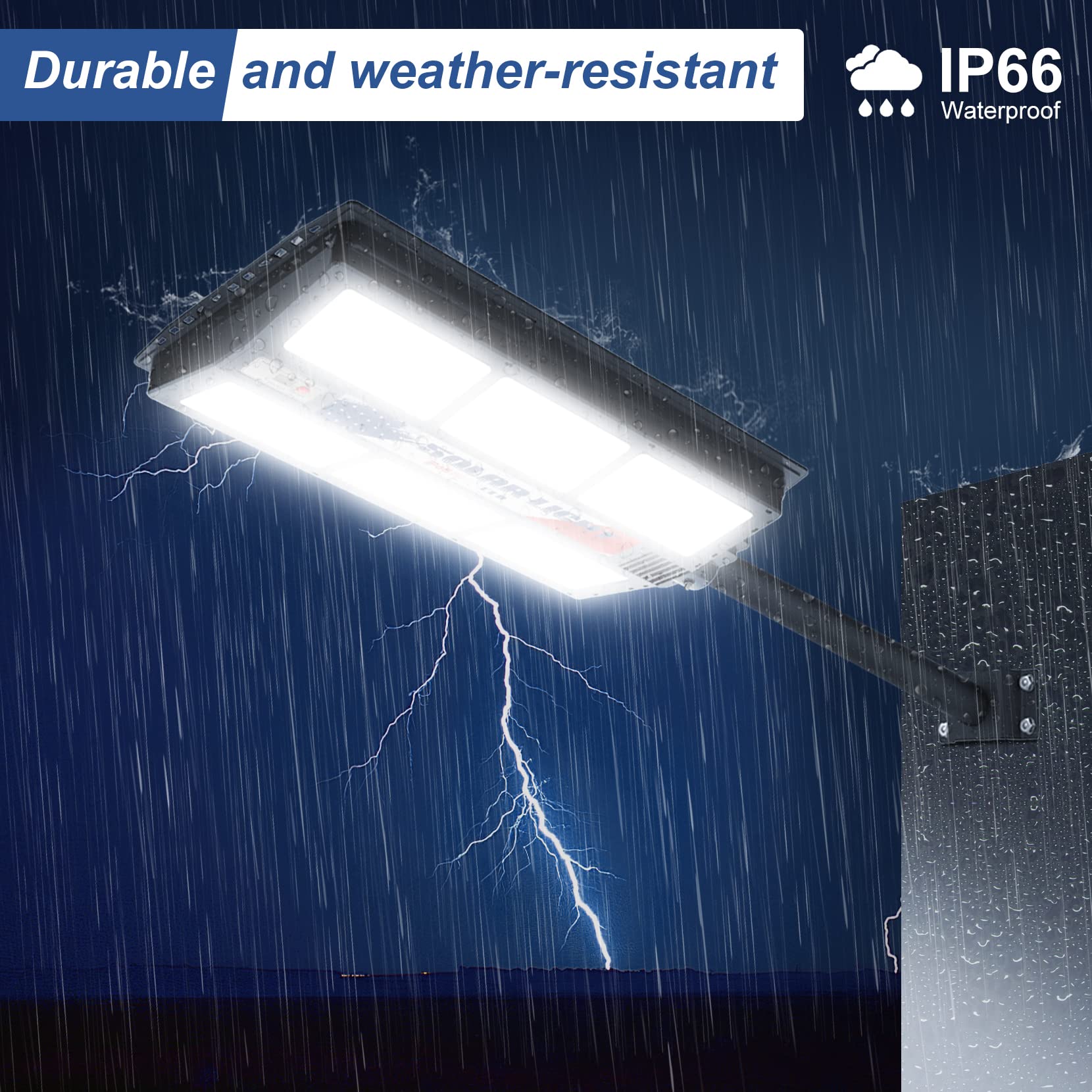WYWNA 2 Pack 800W Solar Street Lights Outdoor Waterproof Solar Powered Street Light Dawn to Dusk Motion Sensing