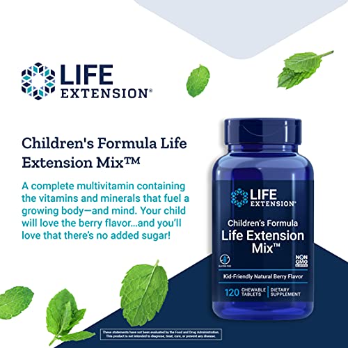 Life Extension Children's Formula Mix Berry-Flavored, Kid-Friendly Chewable Multivitamin β Gluten-Free, Non-GMO β 120 Chewable Tablets