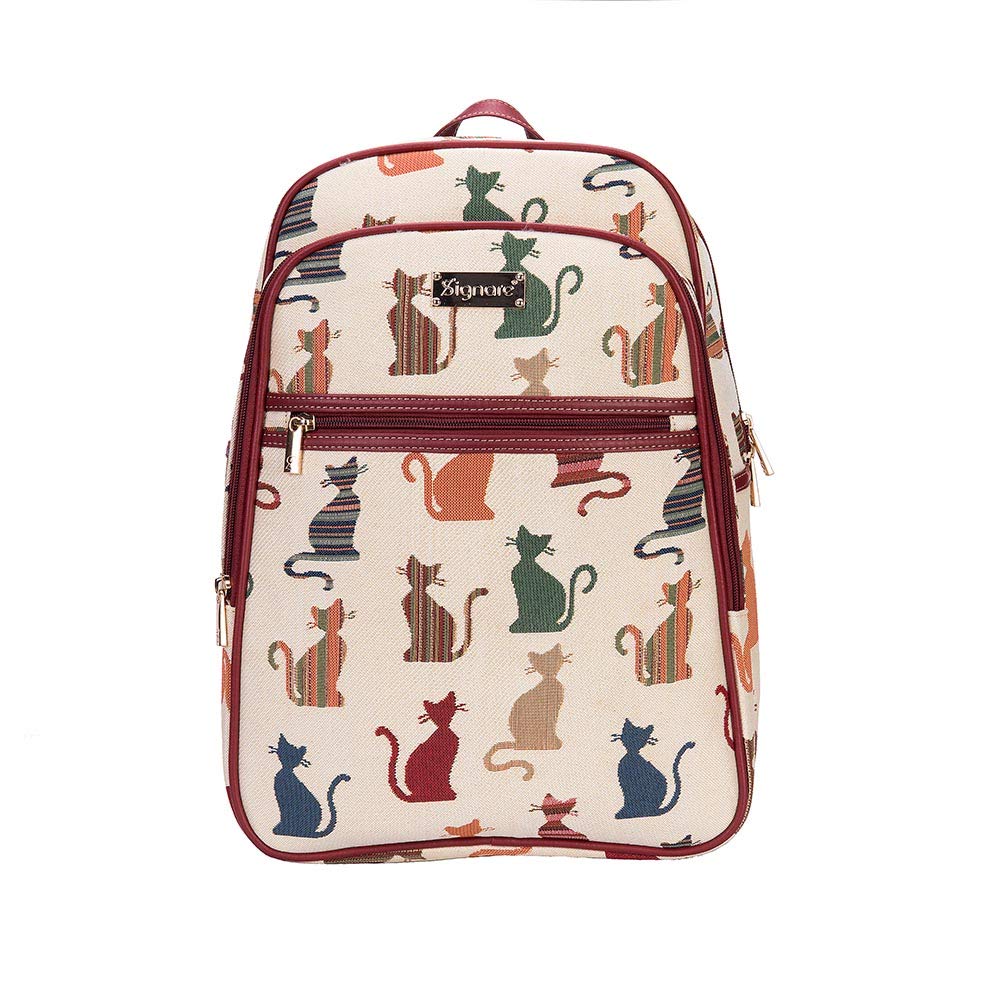 Signare Tapestry Backpack for Women Computer Rucksack Knapsack bookbags for women In Cheeky Cat Design (BKPK-CHEKY)