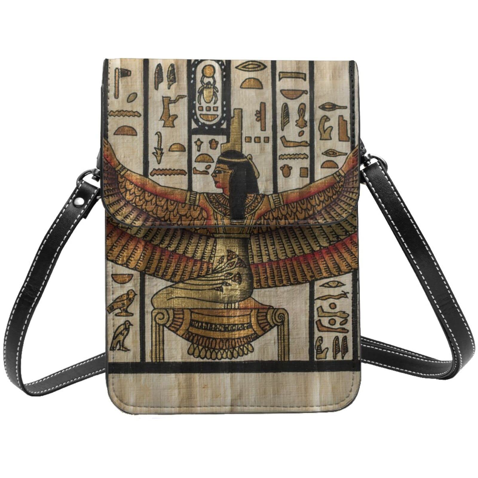 Small Crossbody Cell Phone Purses For Women Egyptian Antique Hieroglyphs Leather Shoulder Bags