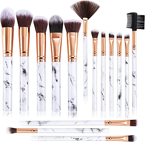 Makeup Brushes Set 15PCS Professional Make up Brushes Set Synthetic Foundation Powder Concealers Eye Shadows Makeup Tools Grey