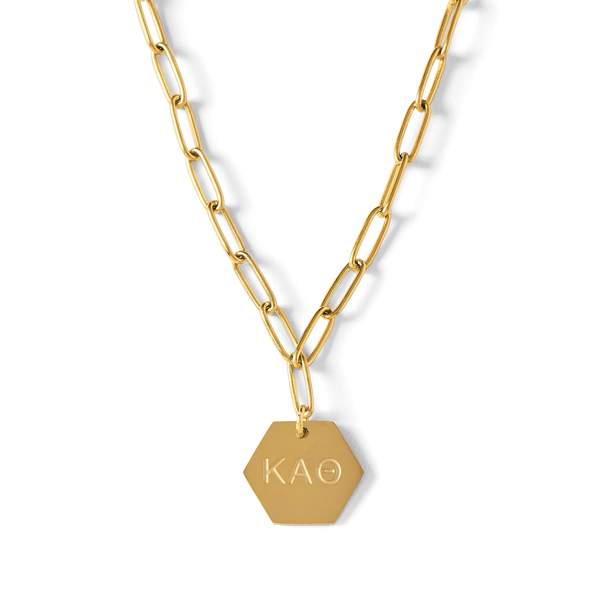 Sorority Shop Kappa Alpha Theta Paperclip Necklace ā KAT 18K Gold Plated Sorority Gifts Necklace, Long-Lasting Kappa Alpha Theta Gifts for Women