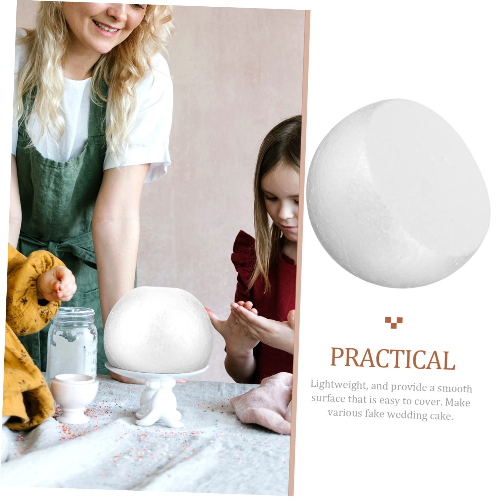 Parliky Spherical Cake Mold Foam Cake Mold Dummy Cake Rounds Polystyrene Cake Dummies Sphere Mold Cake Display Cake Dummy Doll Cake Mould Blocks White Accessories Multifunction to Rotate