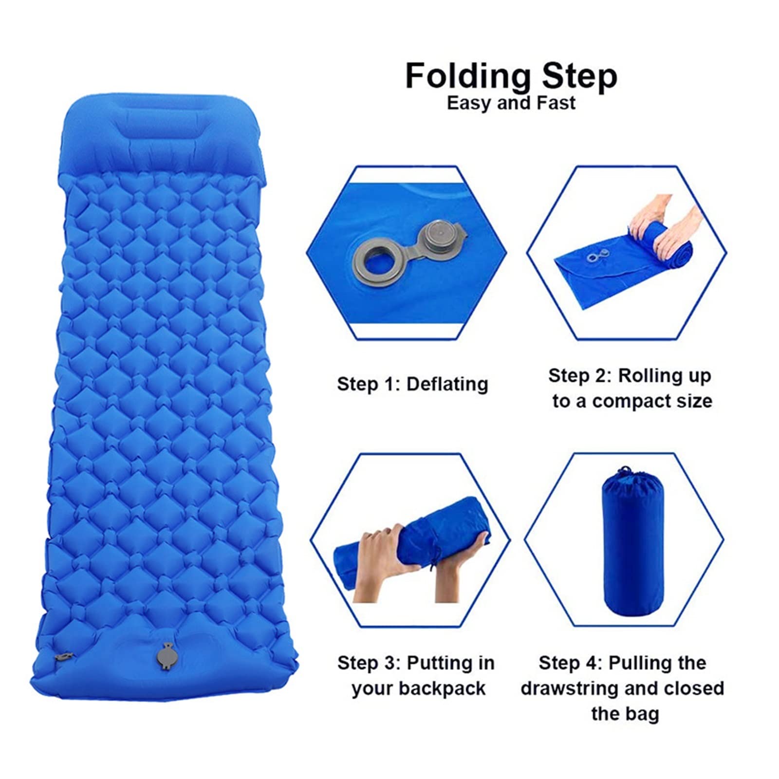 SMKOOP Portable Outdoor Camp Inflatable Sleeping Mattress 2 Inflating Methods Outdoor Camping Mattress