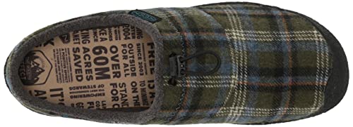 KEEN Men's Howser 3 Slide Comfy Durable Slippers, Green Plaid/Black, 11.5