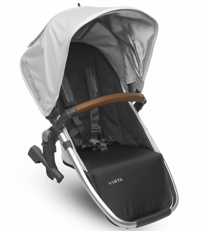 UPPAbaby - RumbleSeat V1 | Compatible Only with Vista V1 2015-2019 Strollers | Two in Tow Stroller Converter | Forward & Parent-Facing Seat | 5 Point Harness | Loic (White/Silver/Saddle Leather)