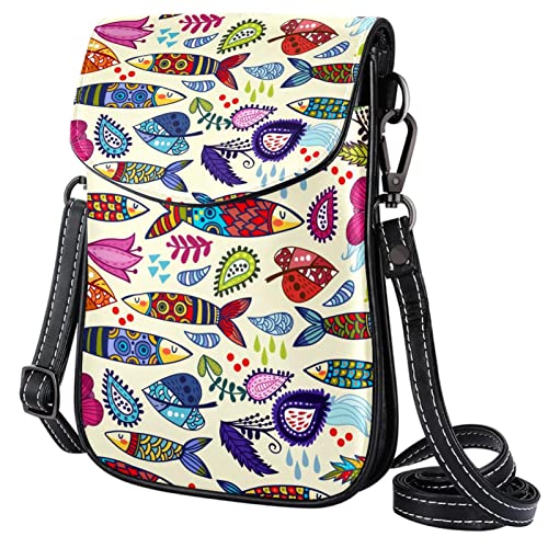 Small Crossbody Bag Color Fish Cell Phone Purse Wallet
