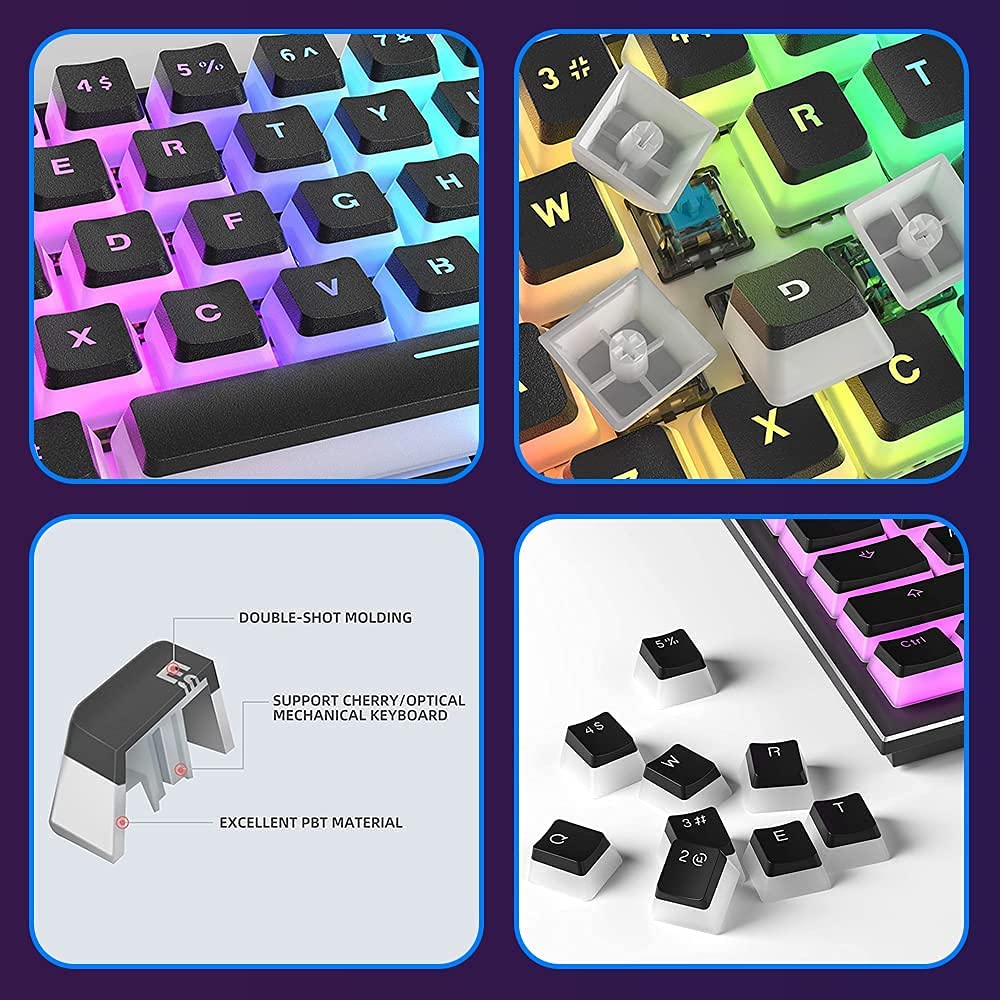 unband 60% True Mechanical Gaming Keyboard Type C Wired 68 Keys LED Backlit USB Waterproof Keyboard 18 Chroma RGB Lighting Backlight Full Anti-ghosting Keys for Gamers and Typists (Black/Blue Switch)