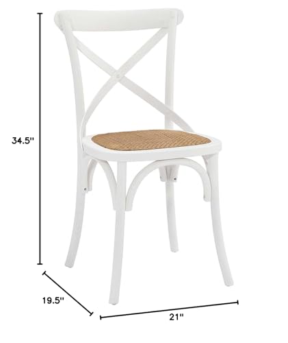 Modway Gear Rustic Modern Farmhouse Elm Wood Rattan Four Dining Chairs in White