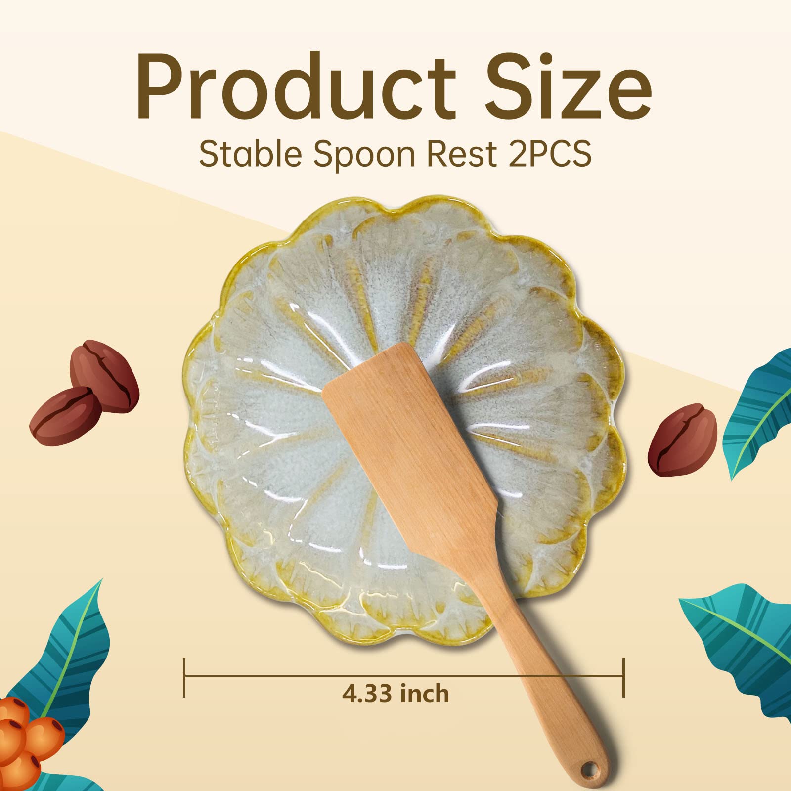 Spoon Rest Spoon Holder For Stove Top 2PCS Ceramic Cooking Spoon Holder For Kitchen Counter Stable Spatula Holder Utensil Rest Coffee Spoon Rest (Blue+Cyan)