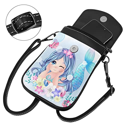 Small Crossbody Bag Blue Mermaid Cell Phone Purse Wallet