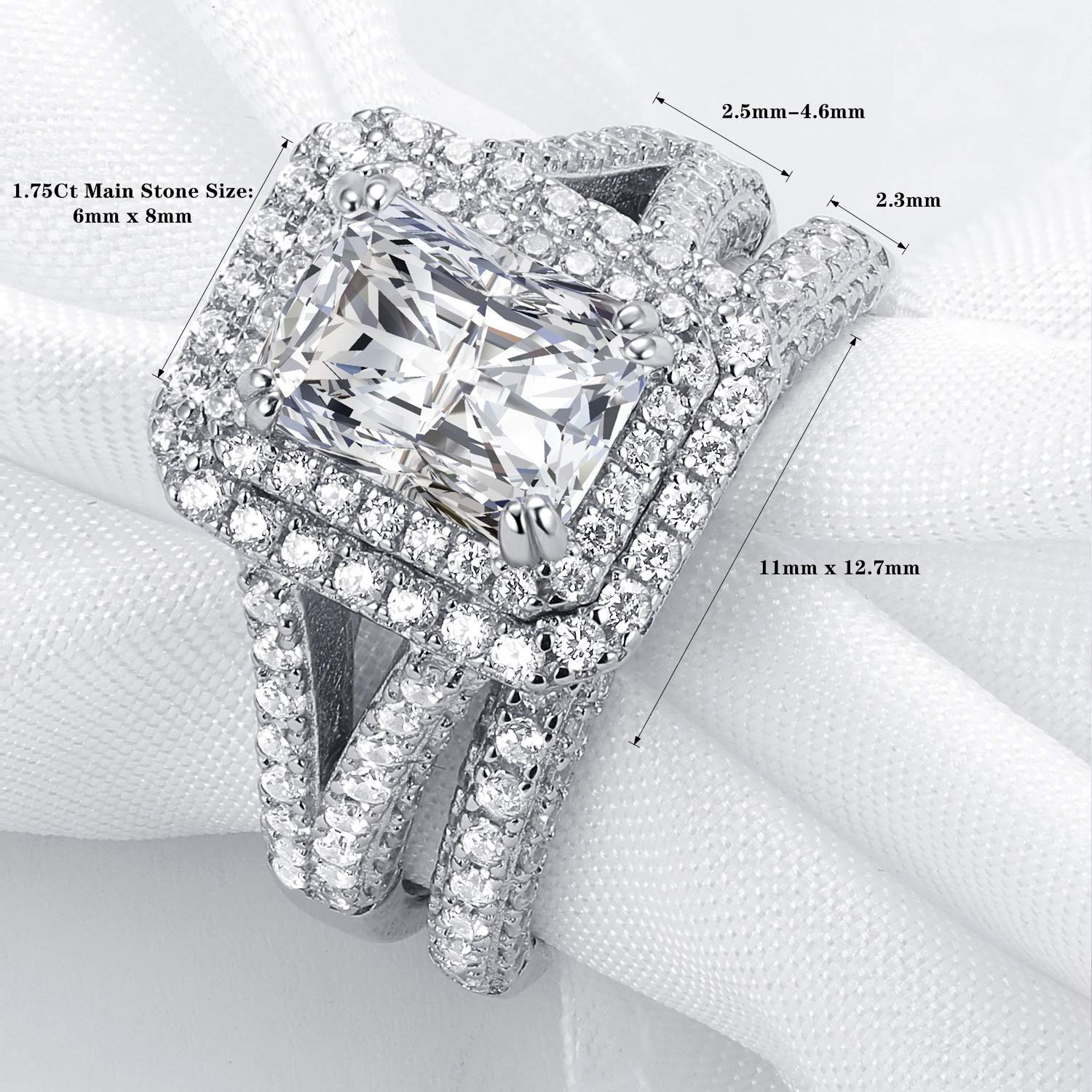 Mutian 1.75Ct Wedding Ring Engagement Ring Set, 14K Gold Plated 925 Sterling Silver Cubic Zirconia Infinite Anniversary Ring, Promise Rings for Her, Size 6-9
