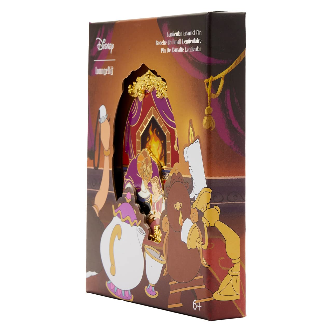 Loungefly Disney Beauty and the Beast Fireplace Scene 3" Collector Box Pin