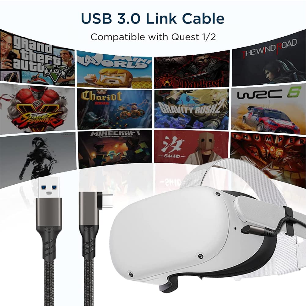 TAIBEYOR Compatible for Oculus Quest 2 Link Cable 16FT, VR Headset Cable for Oculus Quest 2 / Quest 1, USB 3.0 to TYEE C High Speed Data Transfer Charging Cord for Gaming PC & USB C Chargers