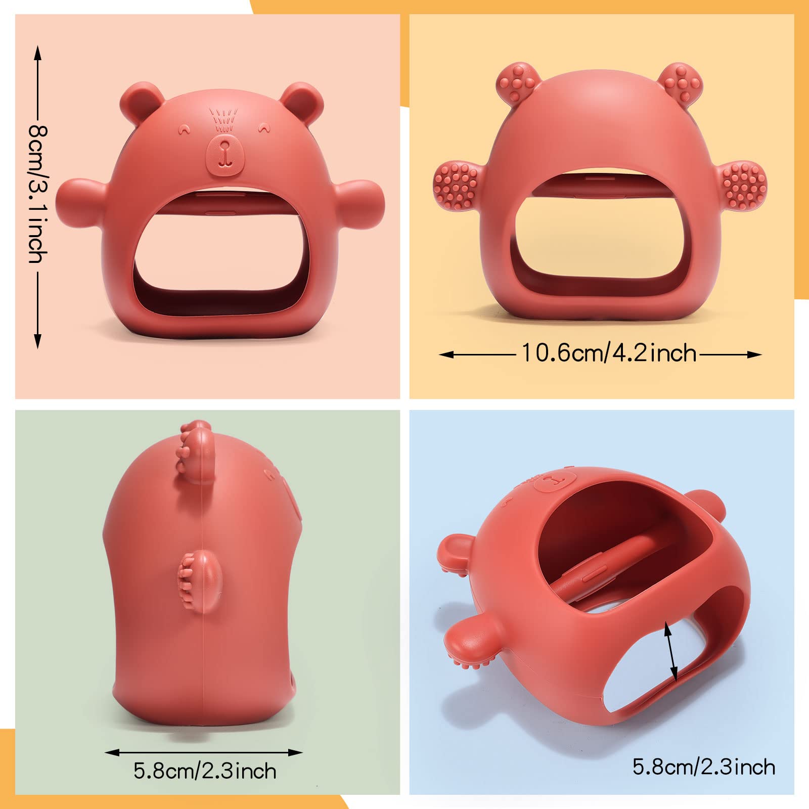 Silicone Teething Toys for Babies 3-6 Months - 3 Pack Never Drop Teething Mittens for Infants 6-12 Months, Mushroom Penguin Hand Teethers, Baby Chew Toys for Sucking Needs - Dishwasher Safe