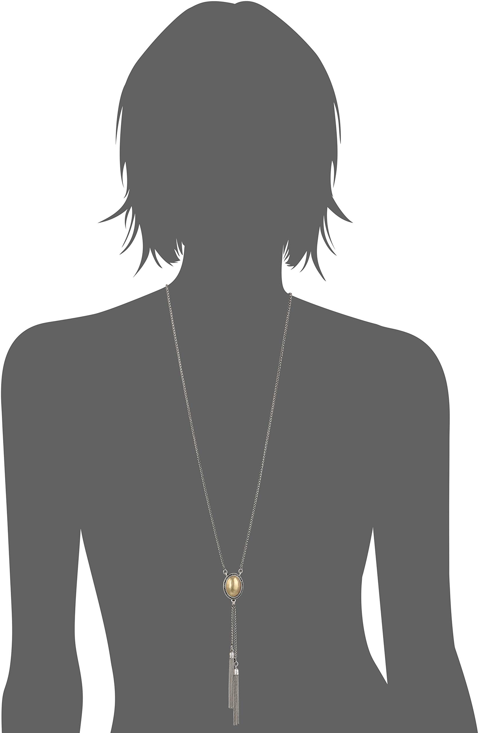 Lucky Brand Two-Tone Hematite-Pavé & Chain Tassel Reversible Lariat Necklace, 33" + 2" extender