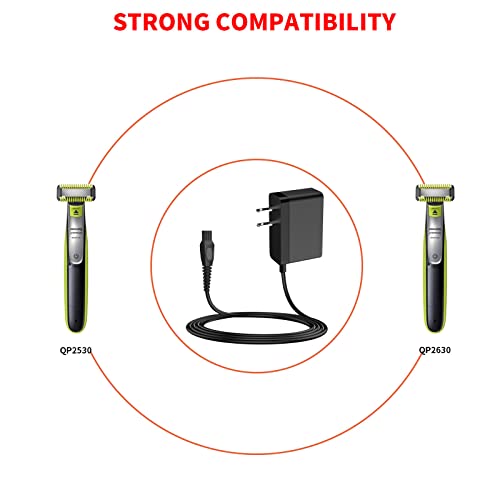 MEROM One Blade QP2630 Charger Compatible with Philips HQ850 Power Cord, Compatible with Philips Norelco Oneblade 8V Charger QP2530, QP2630 Trimmer Charging Cord