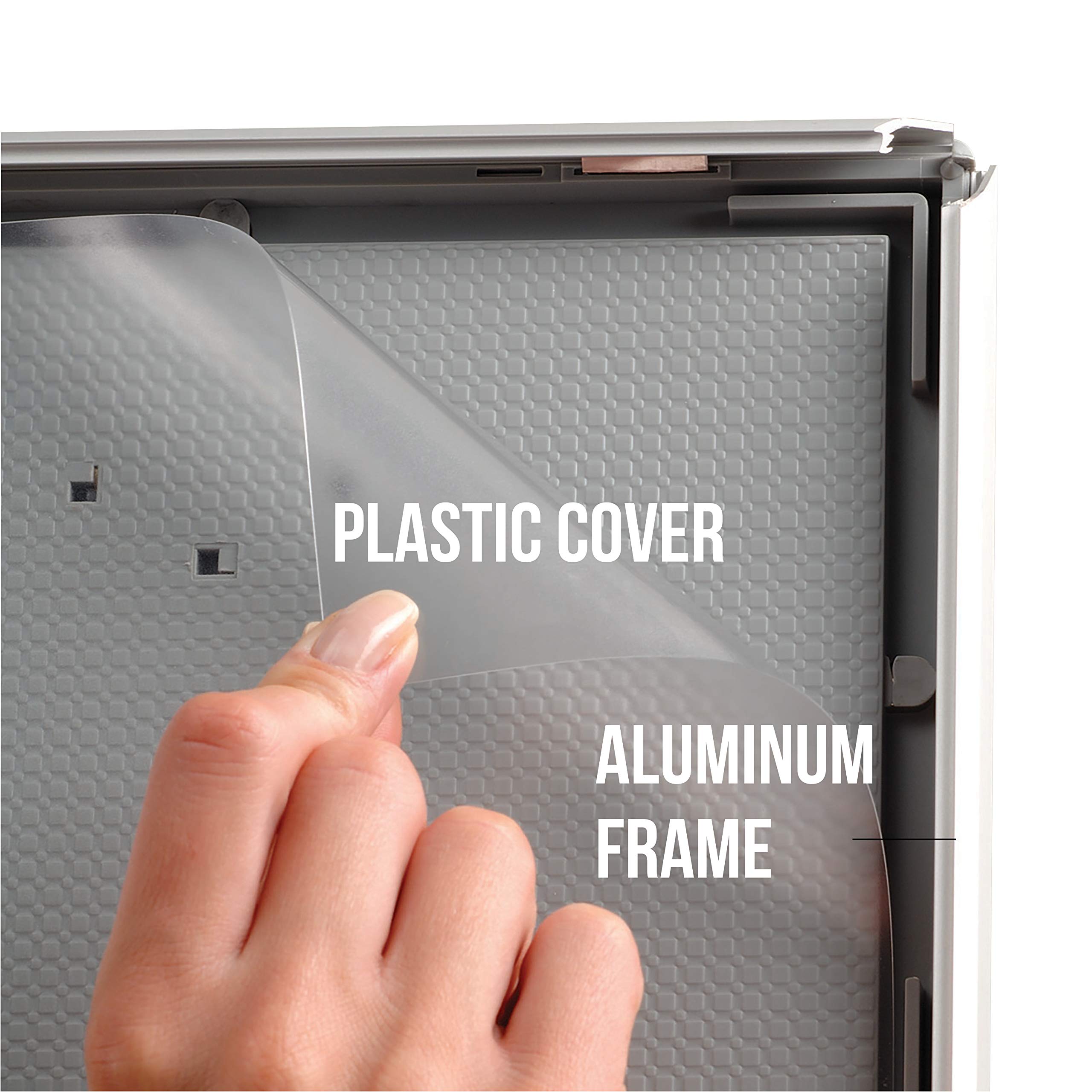 M&T Displays Opti Snap Poster Frame 5x7 Inch Silver 0.55" Aluminum Profile Front Loading Wall Mounting Photo Picture Document Certificate Sign Holder Mitered Corner Anti Glare Cover (5 pack)